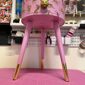 Light Pink Tiger Round Bedside Table . Fun Bright Home Decor . Ideal ...