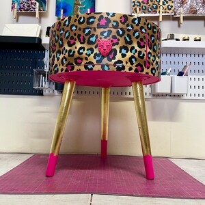 Hot Pink Magenta Leopard Round Bedside Table . Fun Bright Home Decor ...