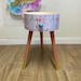 Light Blue and Apricot Bedside Table. Round Wooden Table With Drawer in ...