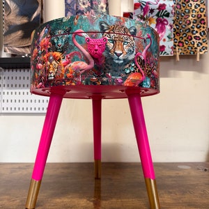 Hot Pink Flamingo and Leopard Beside Table, Teal Cheetah Jewel Design ...