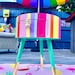 Pastel Rainbow Stripe Multicoloured Round Side Table . Circular Wooden ...