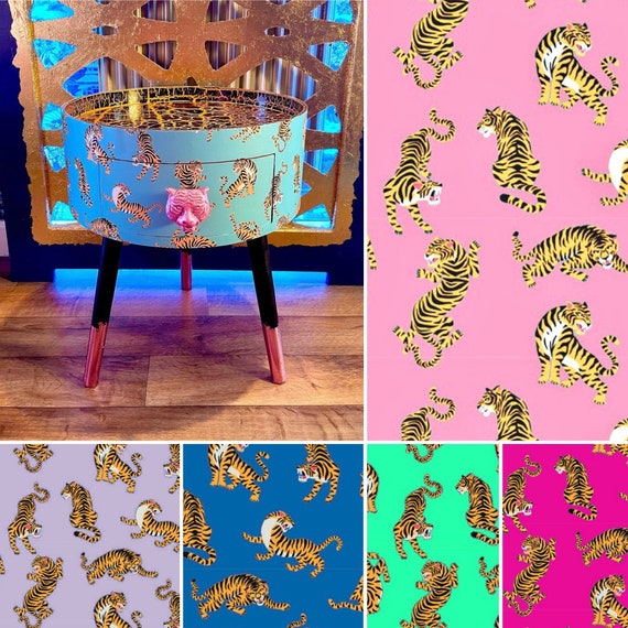 Tiger Print Wooden Round Bedside Table. Multiple Colours - Etsy