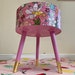 Pink Round Side Table With Floral Design. Inbuilt Drawer and - Etsy