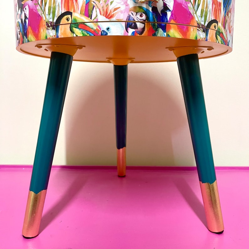 Colourful Parrot Side Table for Office, Jungle Decor, Tray Top End ...