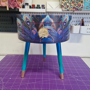 Peacock Side Table Glitter Top, Blue, Green and Teal Jewel Colours ...