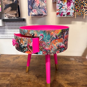Hot Pink Flamingo and Leopard Beside Table, Teal Cheetah Jewel Design ...