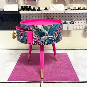Hot Pink Wooden Coffee Table , Tropical and Orange Leopard Print ...