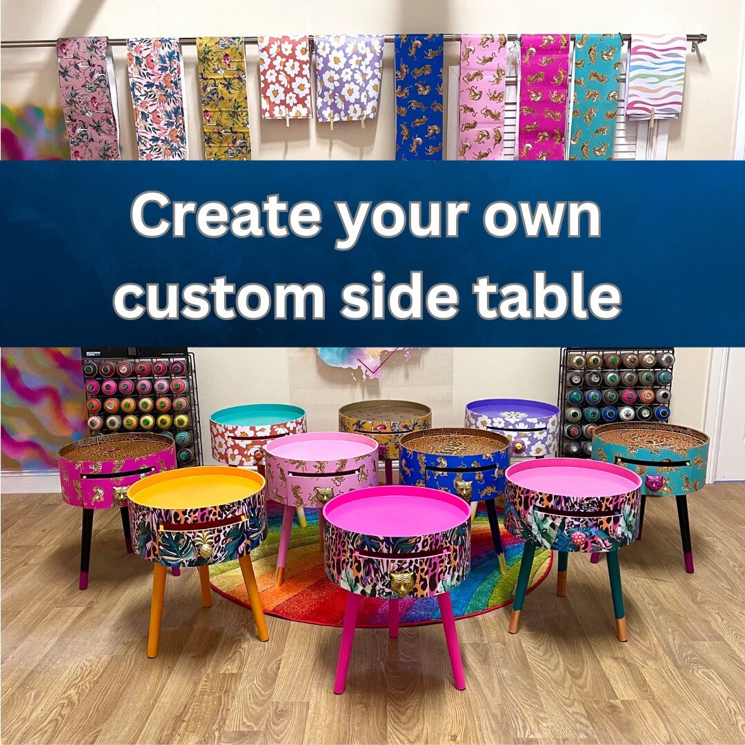 Custom Bedside Table , Completely Personalised. Pink, Yellow, Navy ...