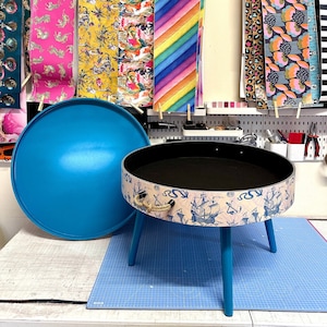 Round Coffee Table , Nautical Sea Design, Blue, Teal and Cream. Boat ...