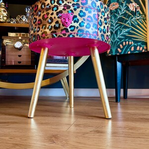 Hot Pink Magenta Leopard Spot Round Bedside Table . Fun Bright Home ...