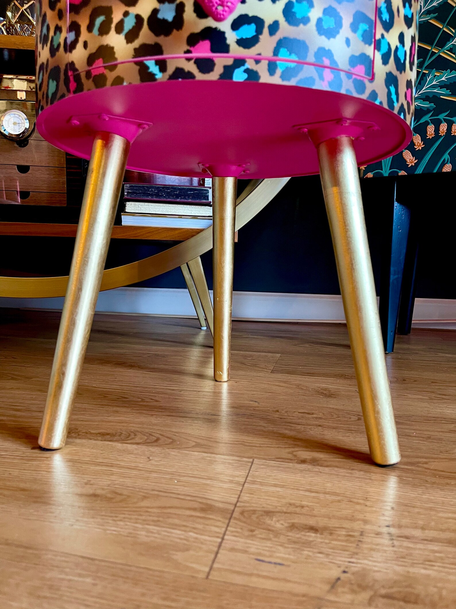 Hot Pink Magenta Leopard Spot Round Bedside Table . Fun Bright Home ...