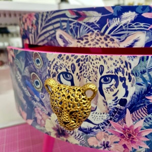 Hot Pink Leopard Side Table, Leopard and Floral Design. Glitter Top ...
