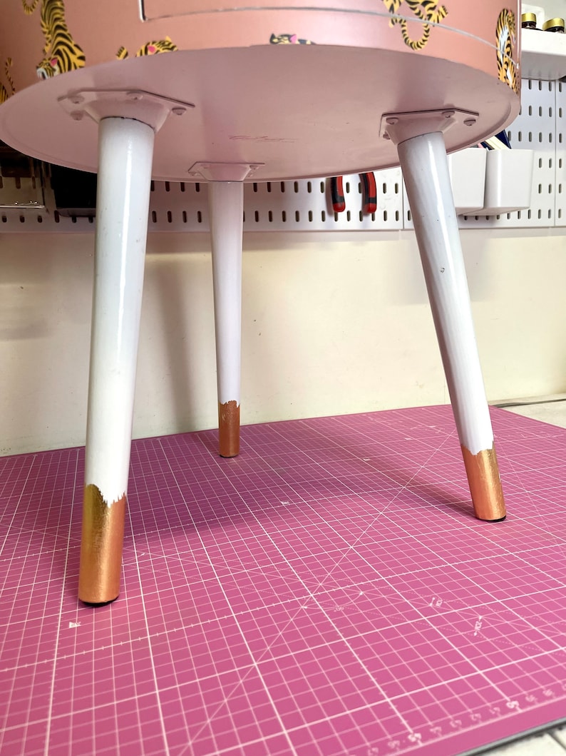 Neutral Tan Tiger Round Bedside Table . Coffee Coloured and - Etsy