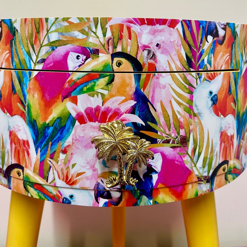 Colourful Parrot Side Table for Office, Jungle Decor, Tray Top End ...
