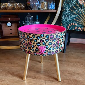 Hot Pink Magenta Leopard Spot Round Bedside Table . Fun Bright Home ...