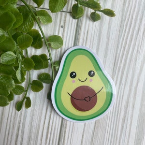 Avocado Vinyl Sticker, Cute Avocado, Smiley Avocado Water Bottle ...