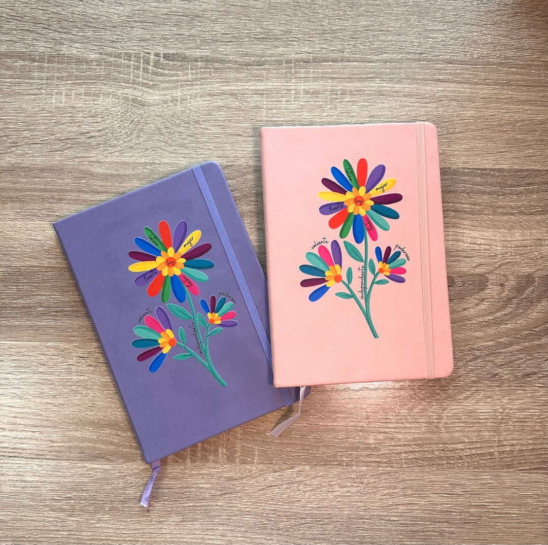 Spanish Affirmations Otomi Inspired Daisy Notebook, Cute Lined Notebook ...