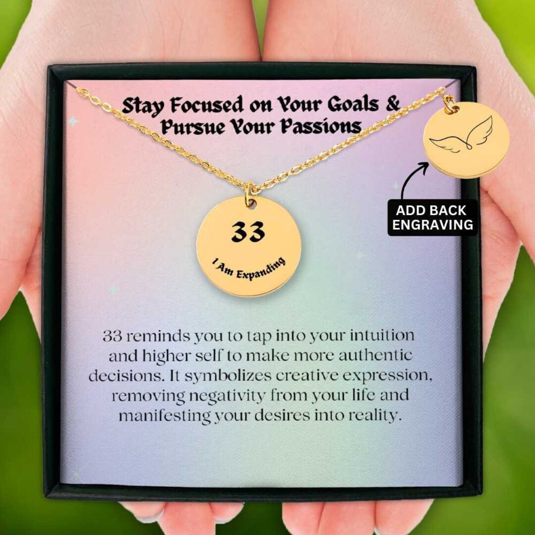 33 Angel Number Necklace, Personalized Angel Number Necklace, 33 ...