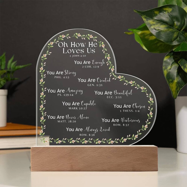 You Are Beautiful Worthy Capable Inspirational Heart Plaque Bible Verse ...