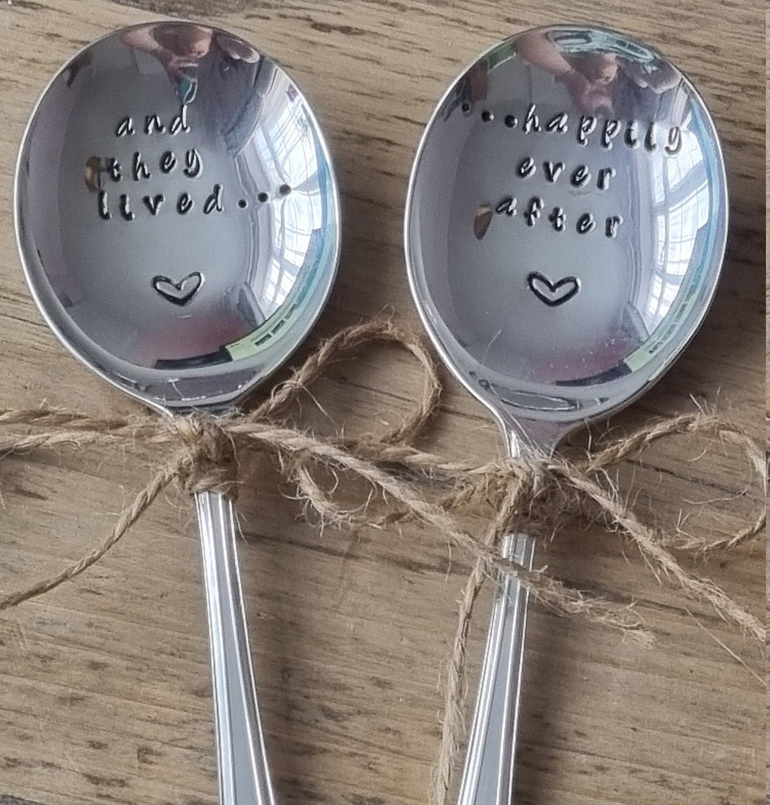 Hand Stamped Vintage "and They Lived, Happily Ever After" Silver Plated ...