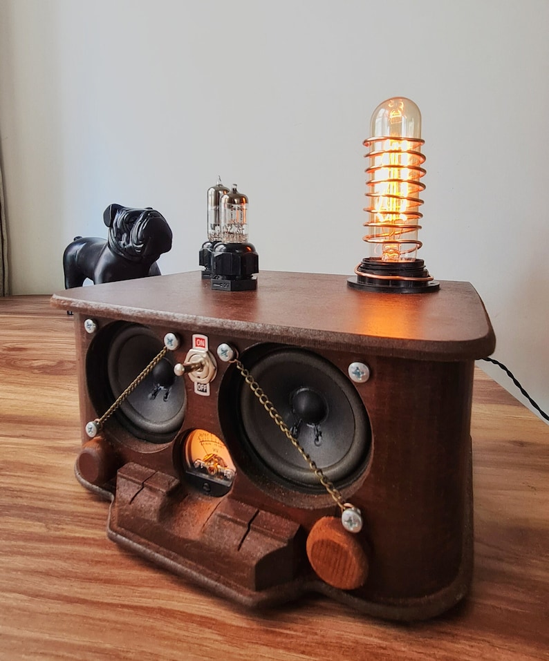 Handmade Steampunk Wooden Bluetooth Speaker Table Lamp With Vacuum Tube ...