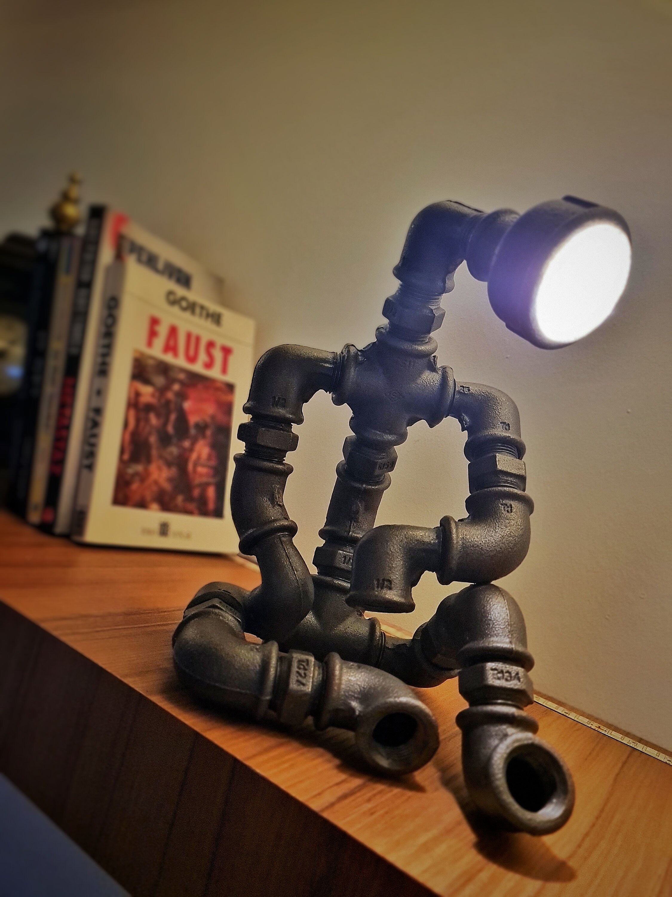 Industrial Steampunk Design Sitting Pipeman Table Lamp for Home ...