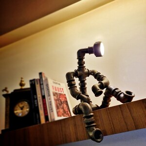 Industrial Steampunk Design Sitting Pipeman Table Lamp for Home ...