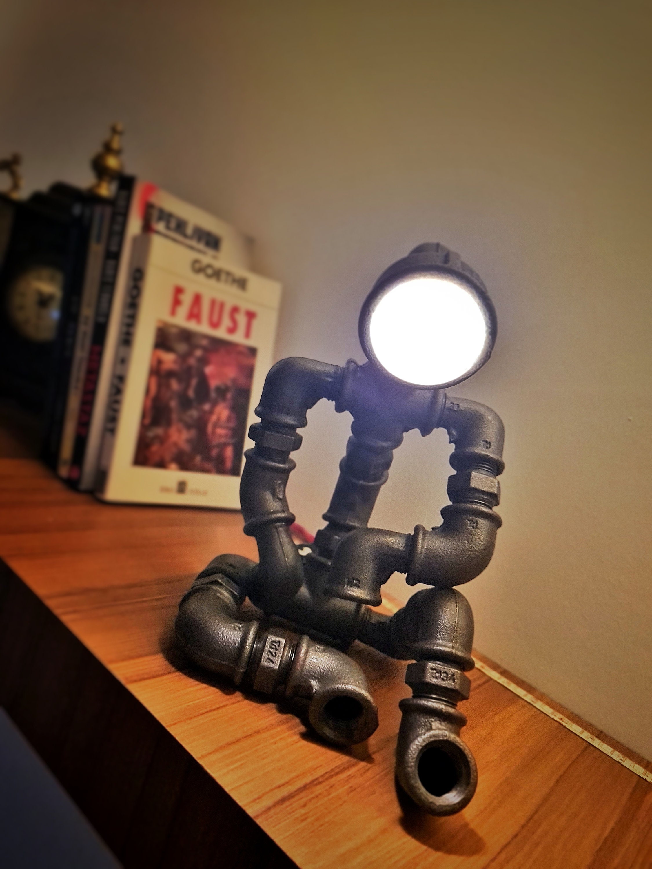 Industrial Steampunk Design Sitting Pipeman Table Lamp for Home ...