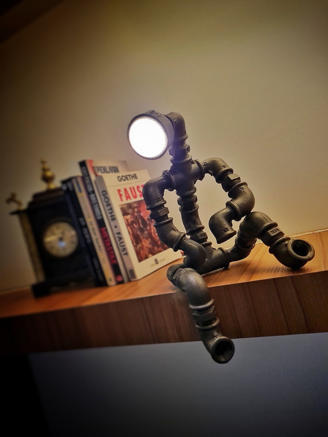 Industrial Steampunk Design Sitting Pipeman Table Lamp for Home ...