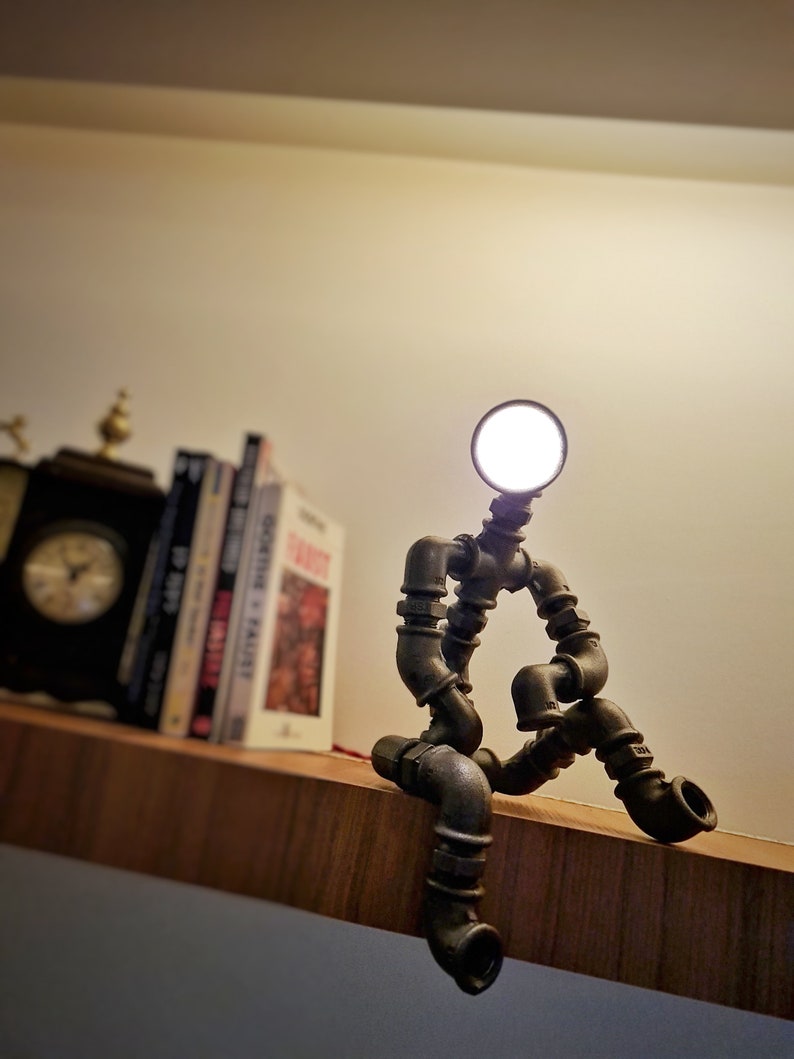Industrial Steampunk Design Sitting Pipeman Table Lamp for Home ...