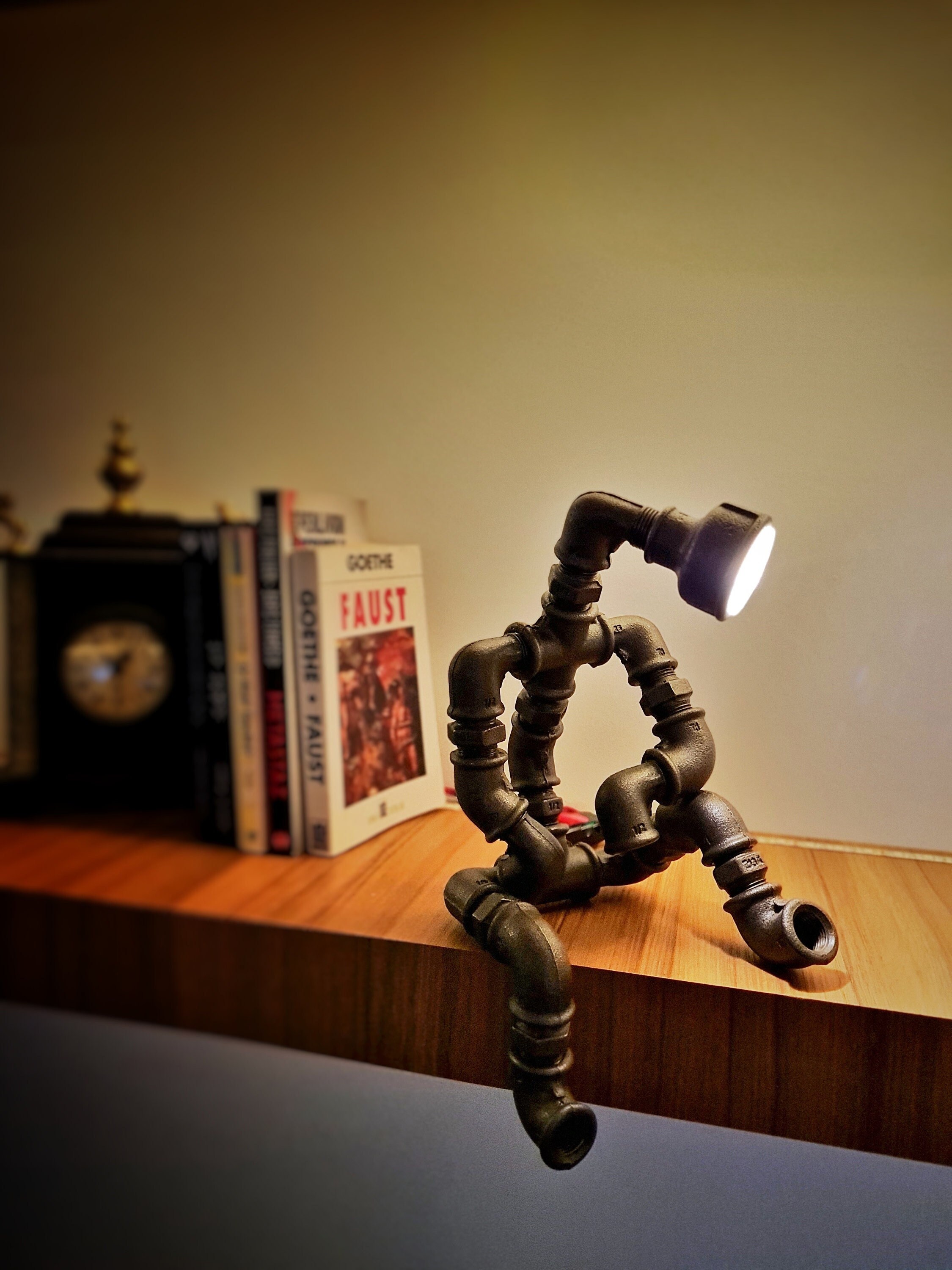 Industrial Steampunk Design Sitting Pipeman Table Lamp for Home ...