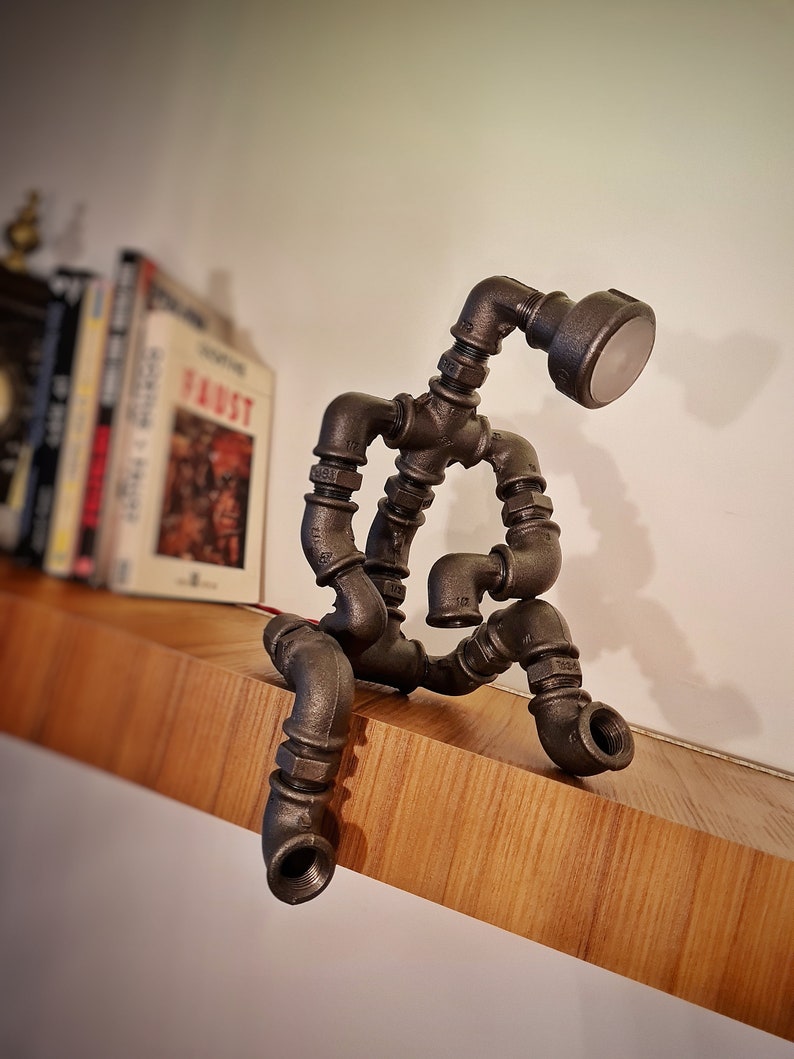 Industrial Steampunk Design Sitting Pipeman Table Lamp for Home ...