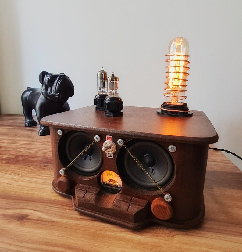 Handmade Steampunk Wooden Bluetooth Speaker Table Lamp With Vacuum Tube ...