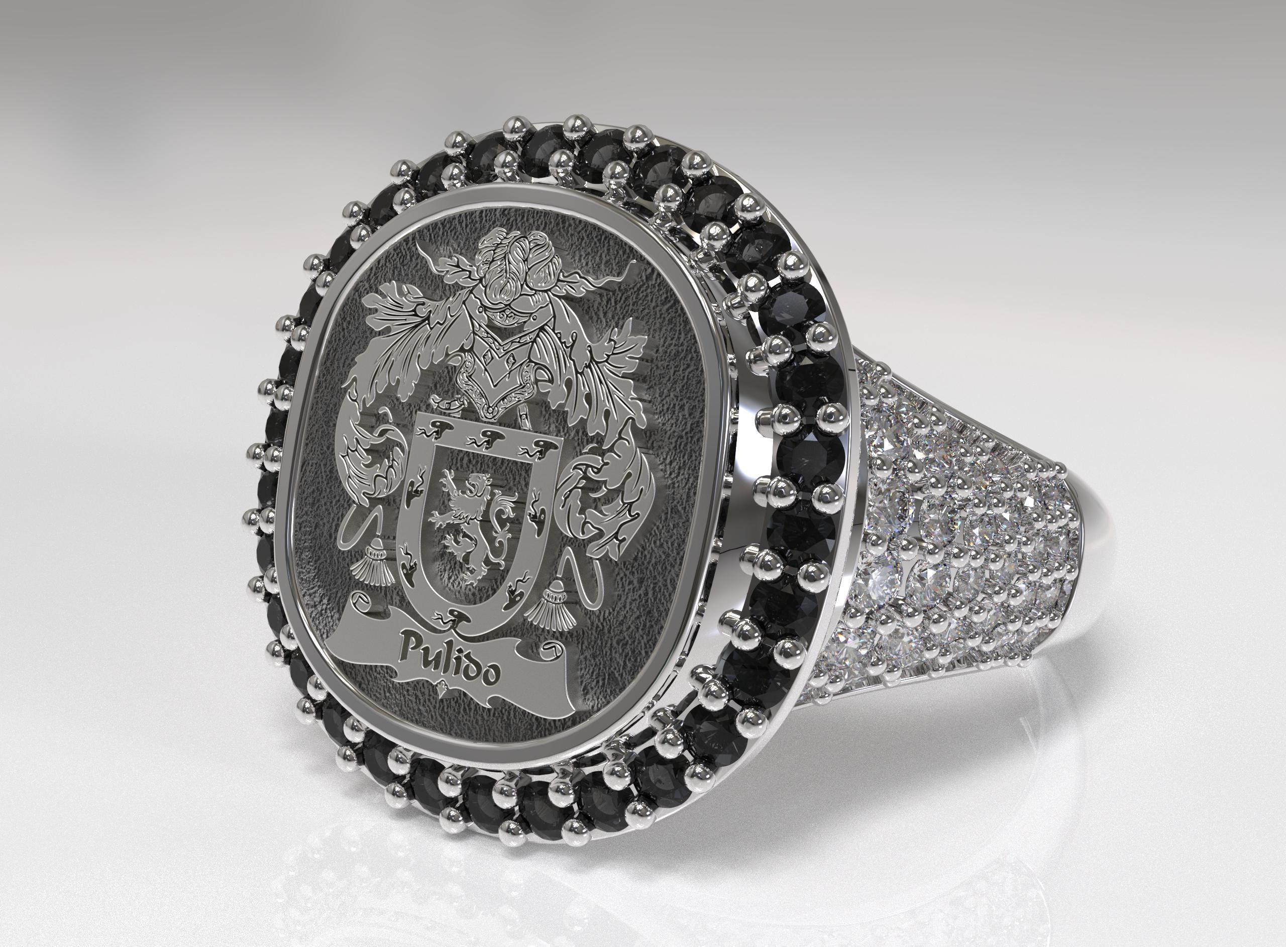 Personalized Family Crest Signet Ring, Coat of Arms Ring, Family Crest ...