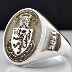 Coat of Arms Logo Ring, College Ring, Class Ring, Personalized Gift ...