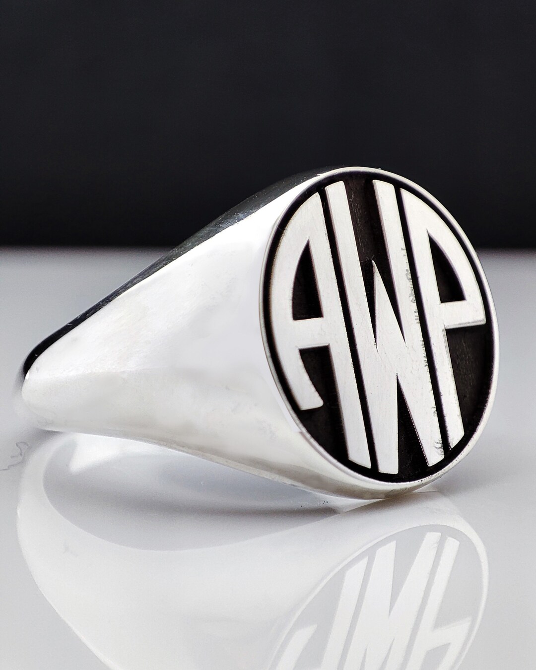 Personalized Signet Ring, Monogram Signet Ring, Engraved Letter, 925K ...