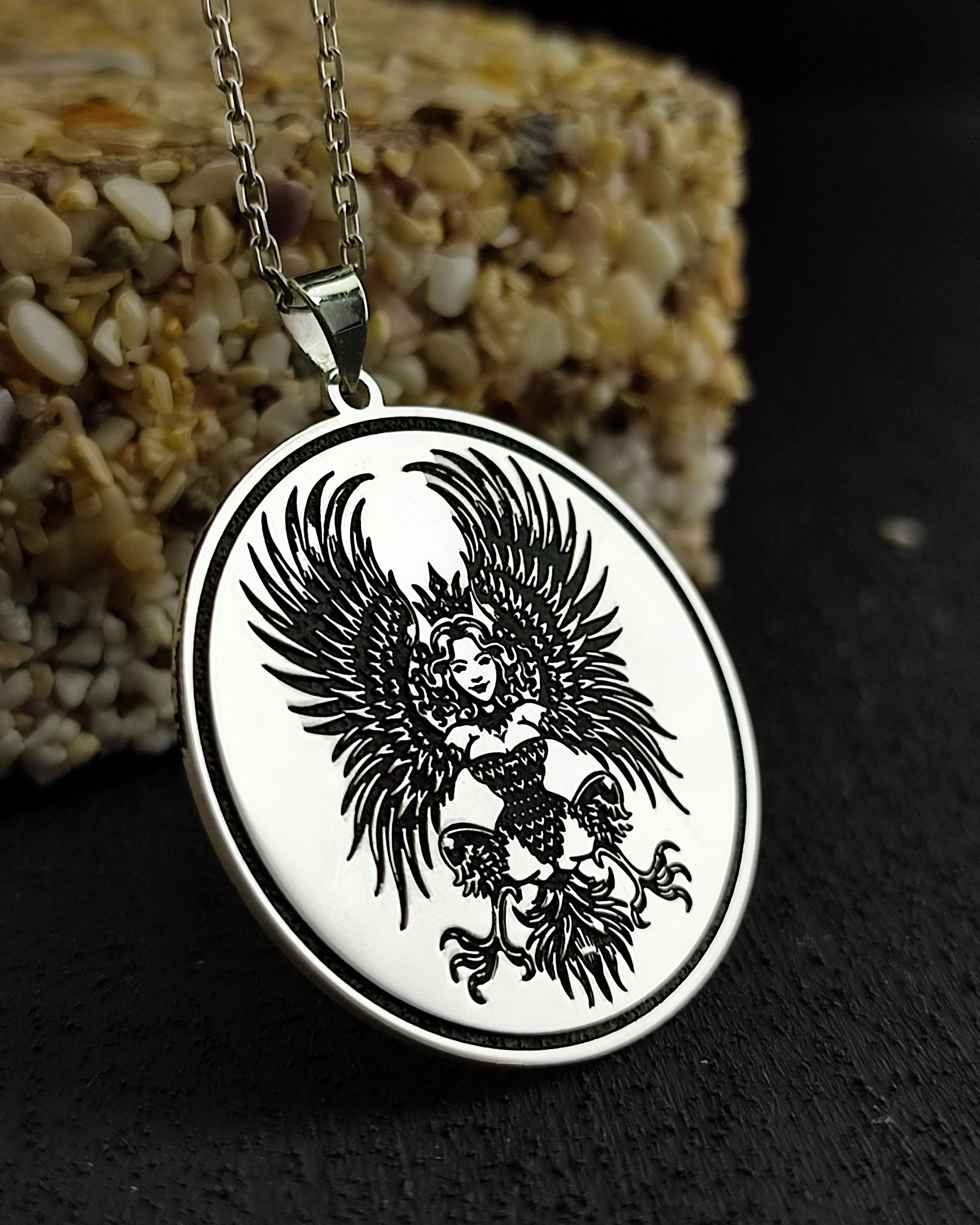 Harpy Medieval Silver Pendant Mythology Necklace 925 Silver | Etsy
