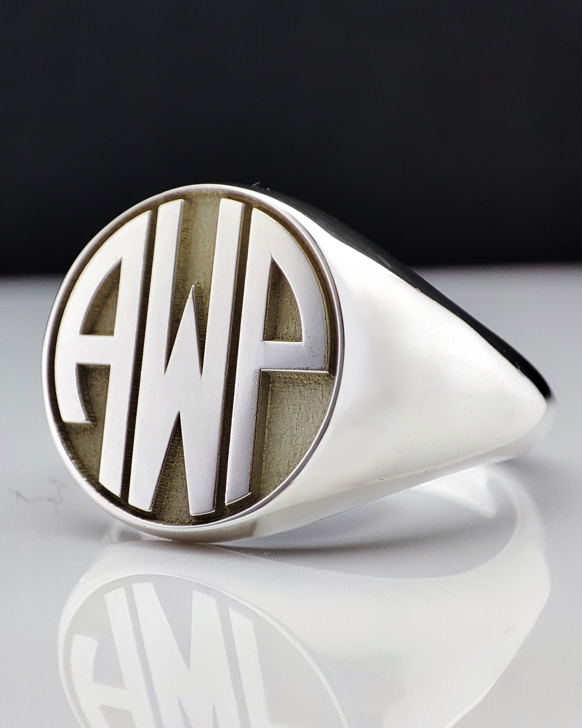 Personalized Signet Ring Monogram Signet Ring Engraved | Etsy