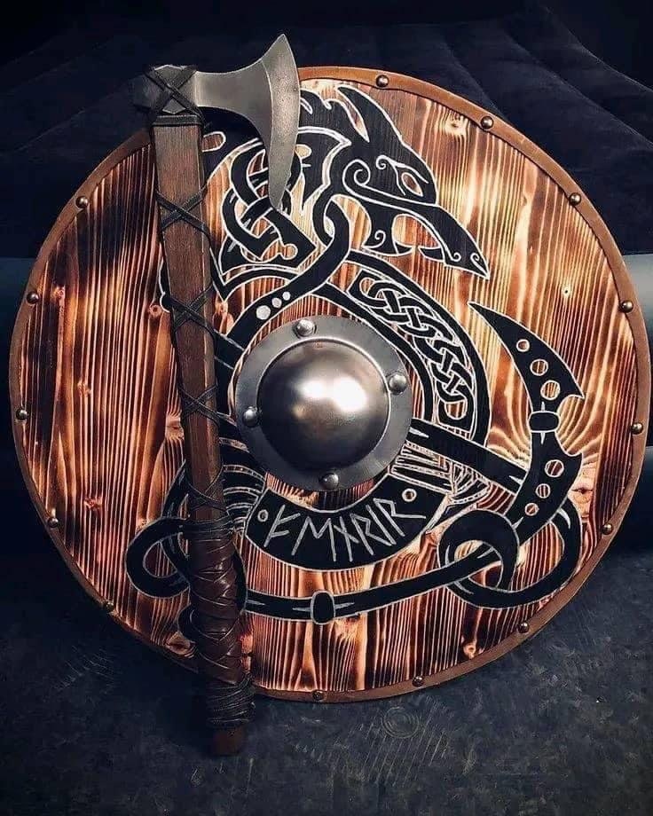 Norse Fenrir Shield, Medieval Viking Wolf Shield, Viking Round Shield ...