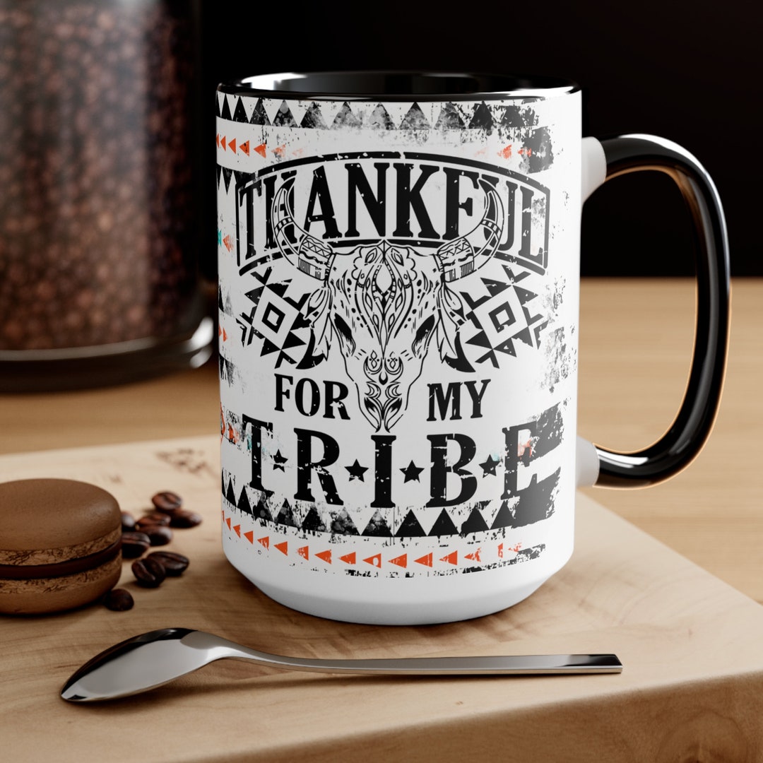 Thankful for My Tribe Two-tone Coffee Mugs 15oz, Native Mug, Cow Print ...