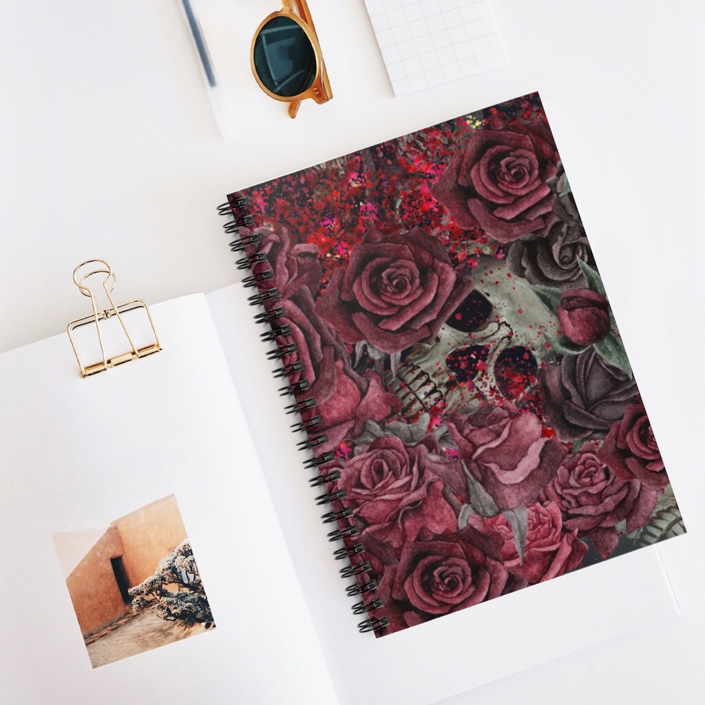 Skull and Rose Goth Notebook Kawaii Notebook Spiral - Etsy