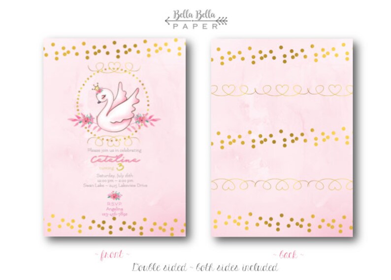 Swan Birthday Invitation, Instant Download | Invitation Template ...