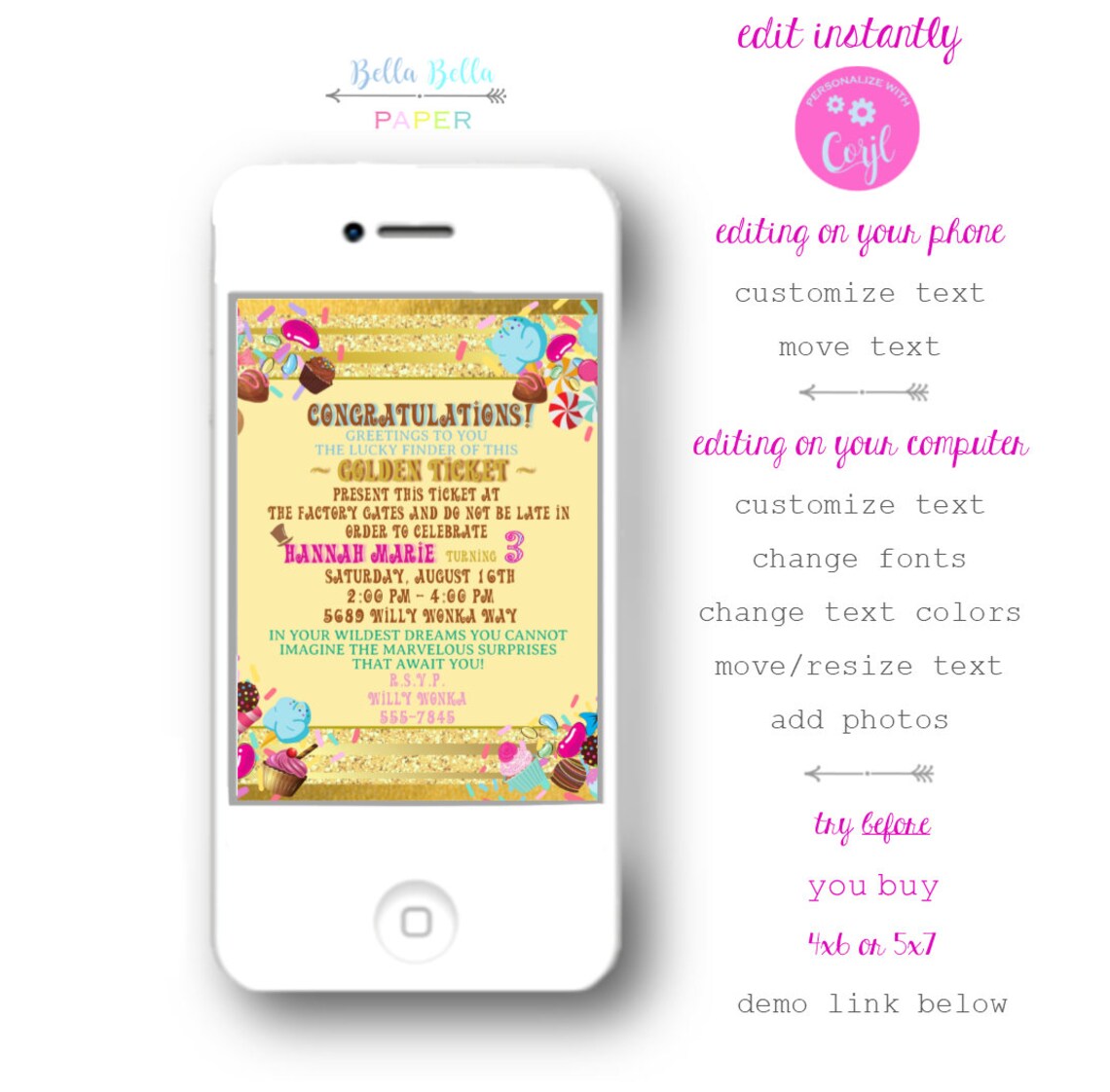 Candy Party Invitation Template | EDITABLE FILE | Instant Download ...