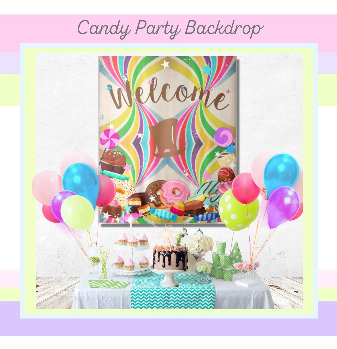 Custom Candy Theme Backdrop, Top Hat and Chocolate Candy, Chocolates ...