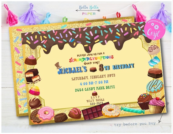 Candy Party Invitation Template EDITABLE FILE Instant - Etsy