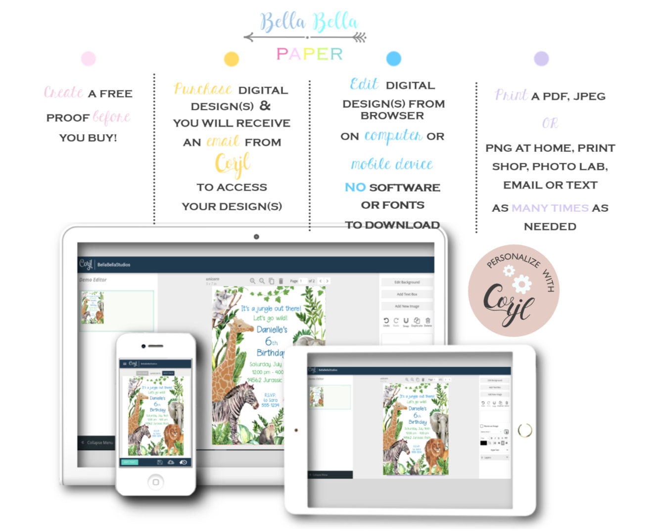 Safari Jungle Party Invitation Template | EDITABLE FILE | Instant ...