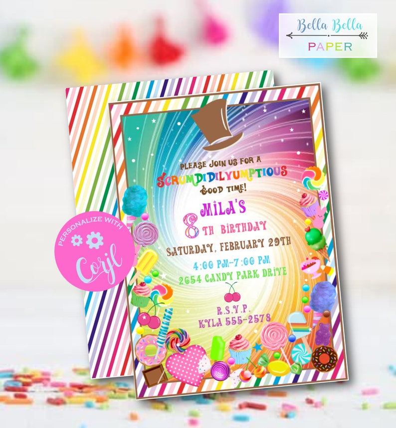 Candy Party Invitation Template | EDITABLE Corjl FILE | Instant ...