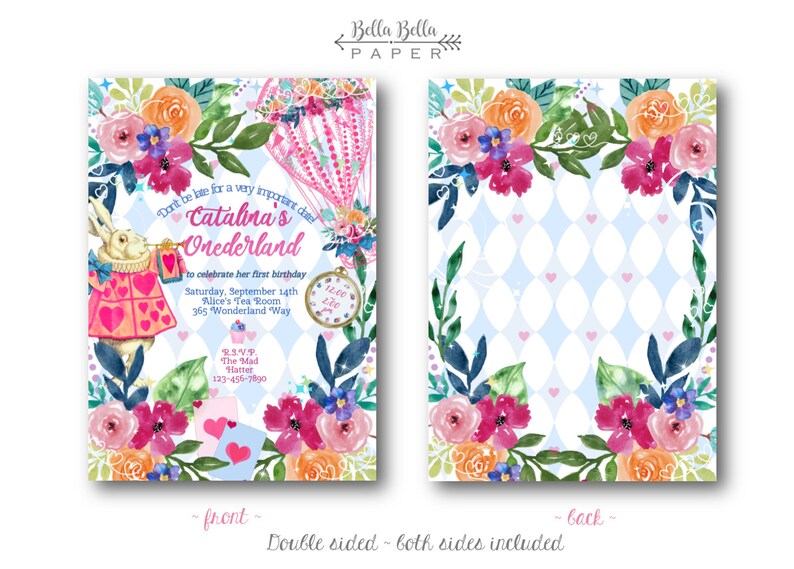 Alice in Onederland Birthday Invite, Mad Tea Party (instant Download ...