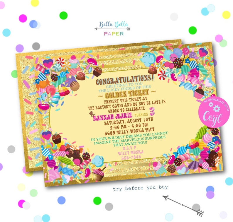Candy Party Invitation Template | EDITABLE FILE | Instant Download ...