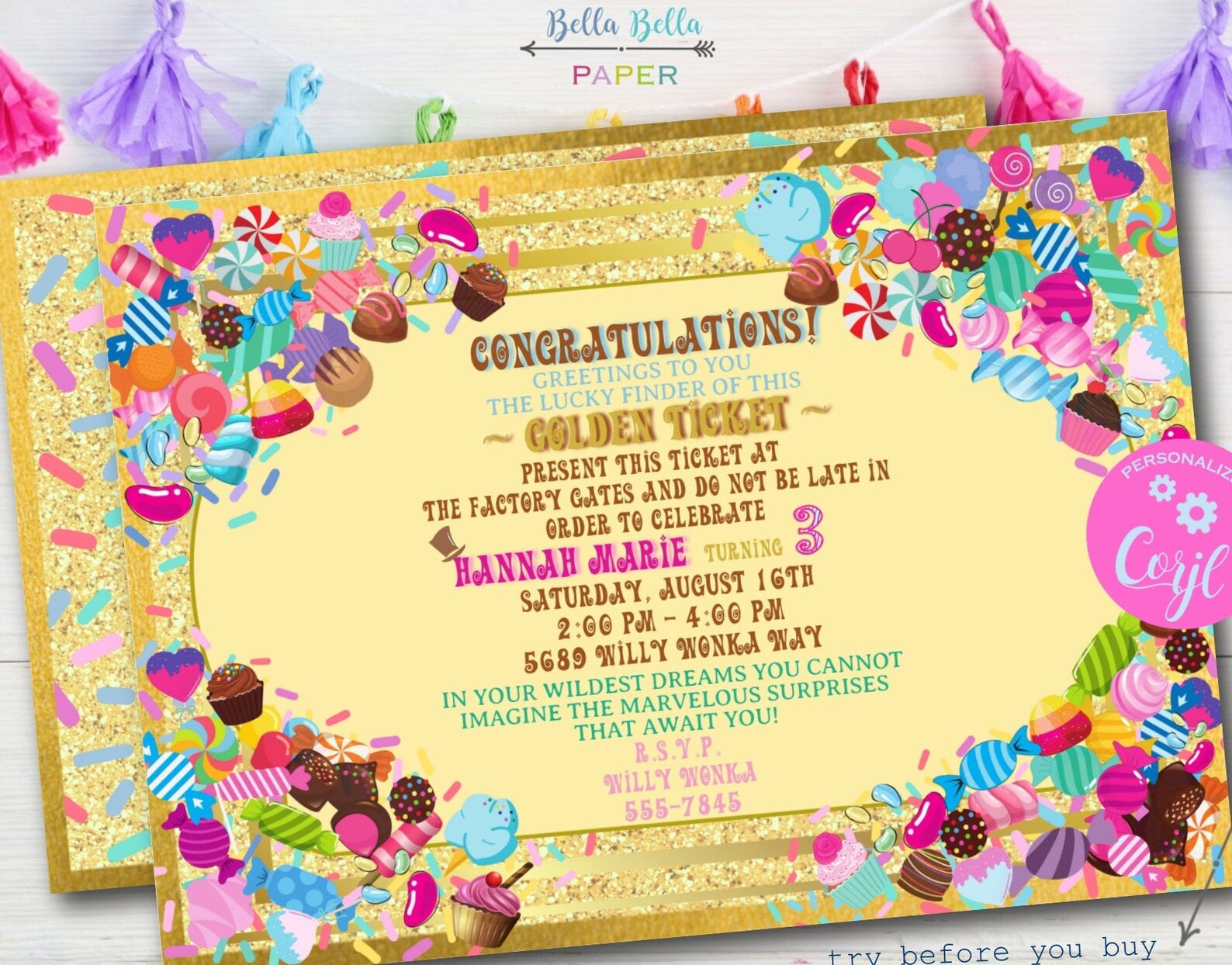 Candy Party Invitation Template | EDITABLE FILE | Instant Download ...